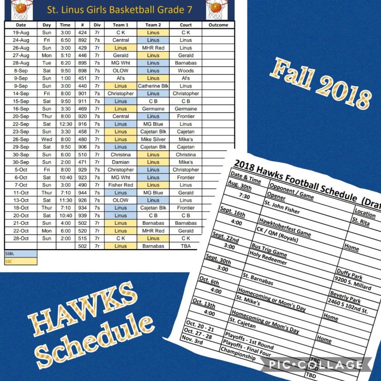 Girls Basketball Schedule- 7th Grade/Boys Football Schedule – St. Linus ...