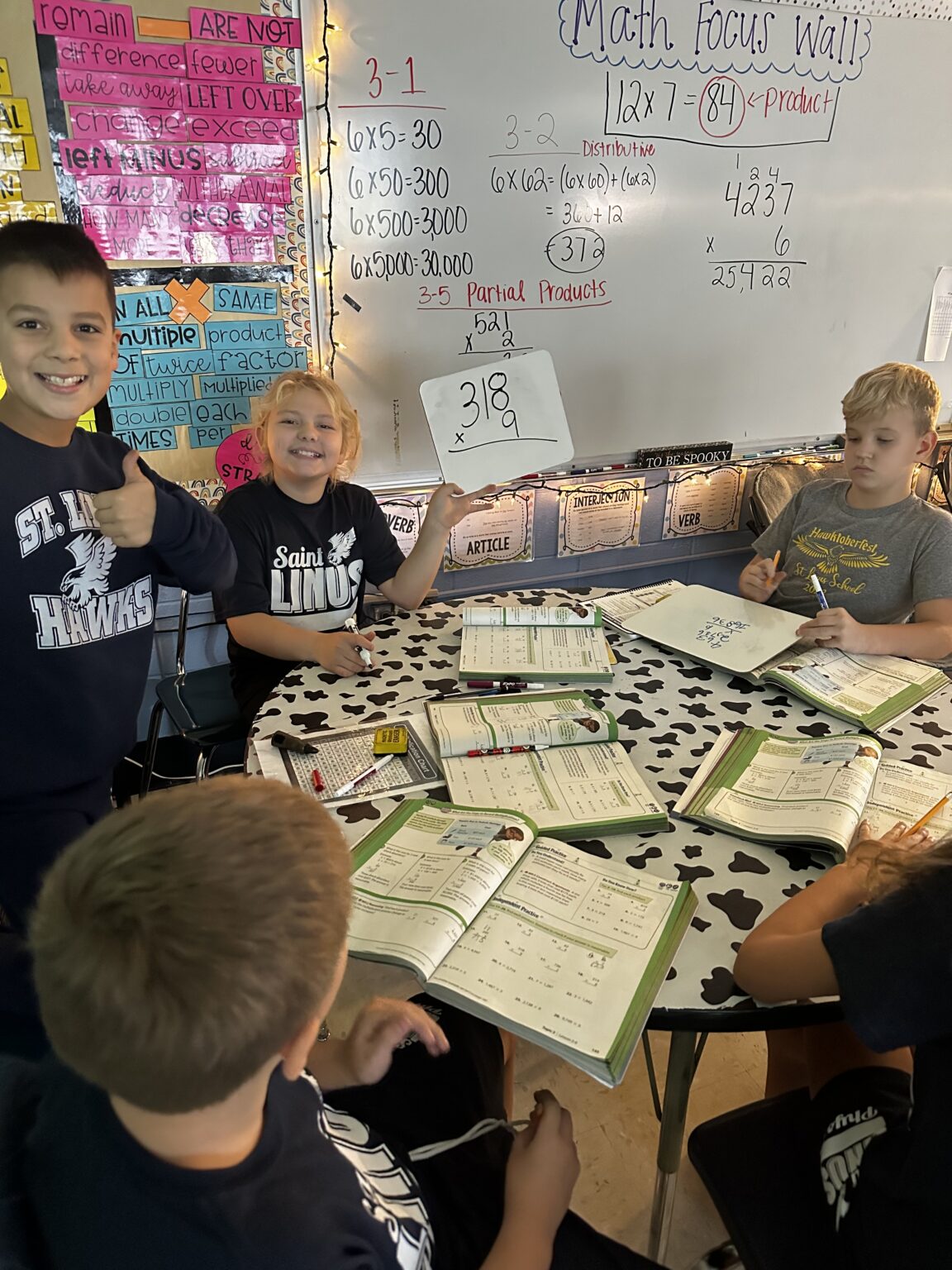Small group math work in Ms. Pizur’s 4th grade class! – St. Linus School